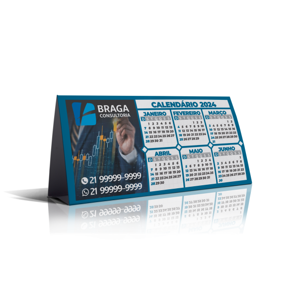 Calendário de mesa triangular